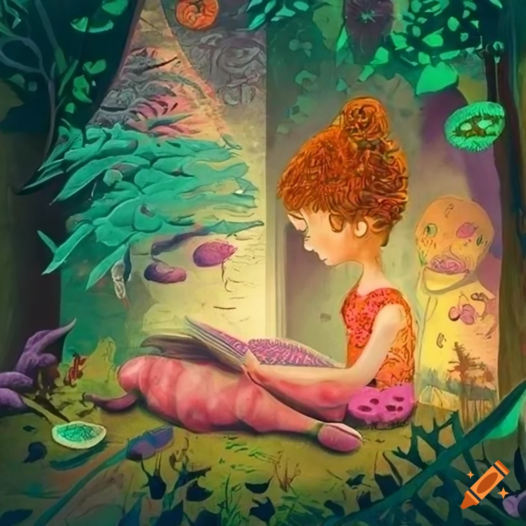 Whimsical and vibrant book cover illustration on Craiyon