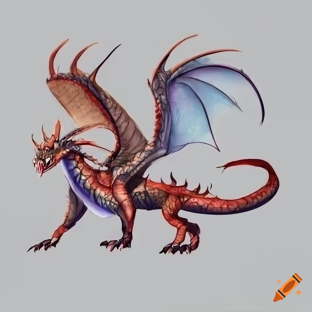 Fearsome dragon with fiery scales in a fantasy setting on Craiyon