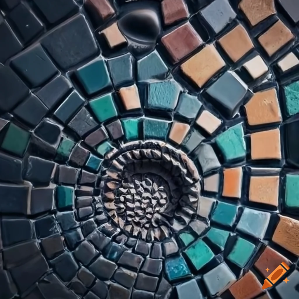 Mosaic of tiles forming a beach scene