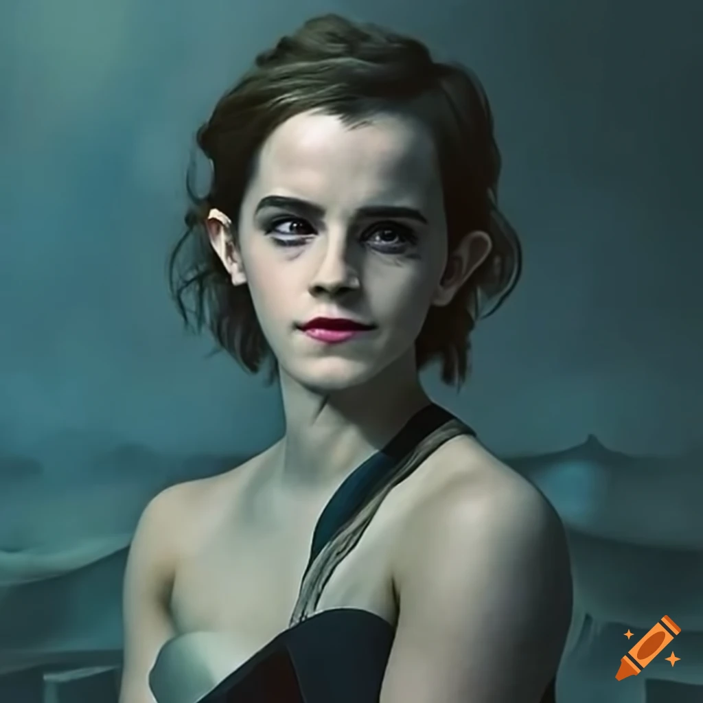 Close-up side view resembling british actress emma watson at age 20 in ...