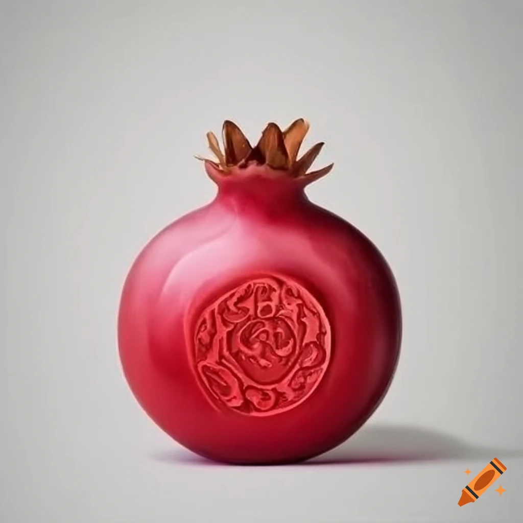 Pomegranate design with metal plating and red gemstones on Craiyon
