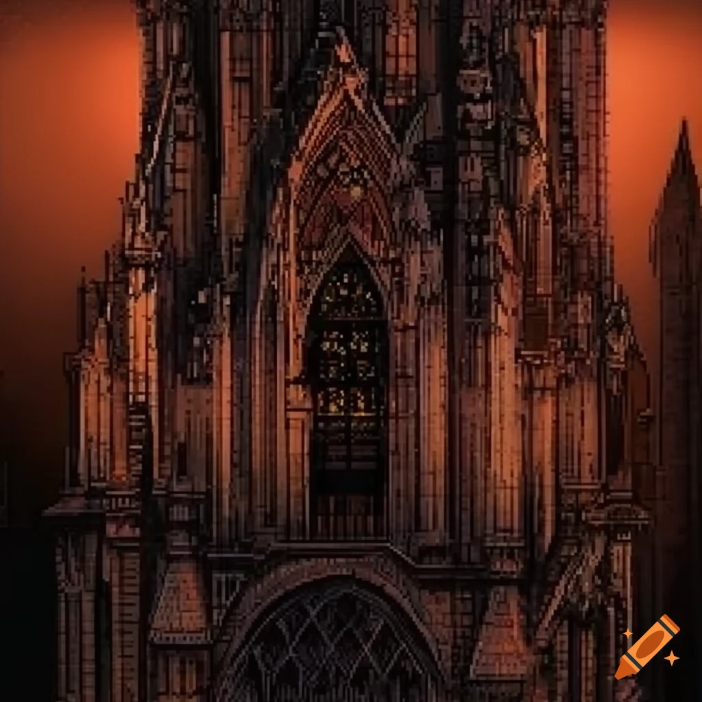 Pixel art of gothic buildings on Craiyon