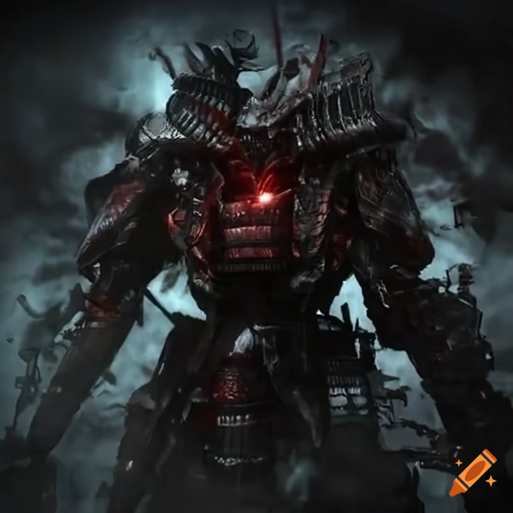 Samurai warrior surrounded by swirling smoke on Craiyon