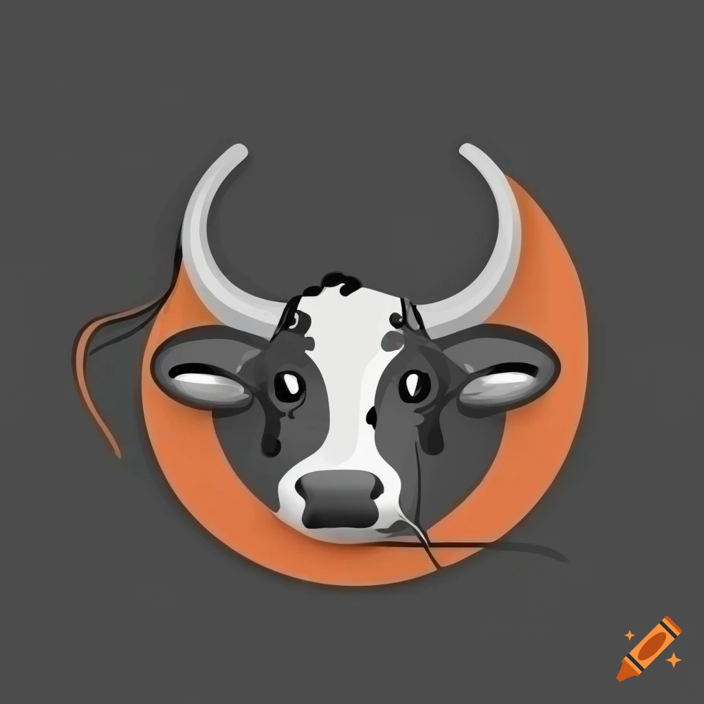 Circular cow icon with headphones