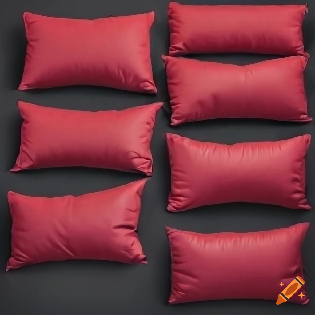 Red round down pillow on black background