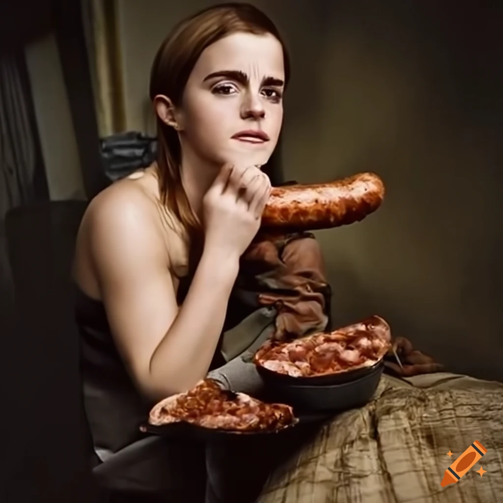 Photo of emma watson enjoying a meal on Craiyon