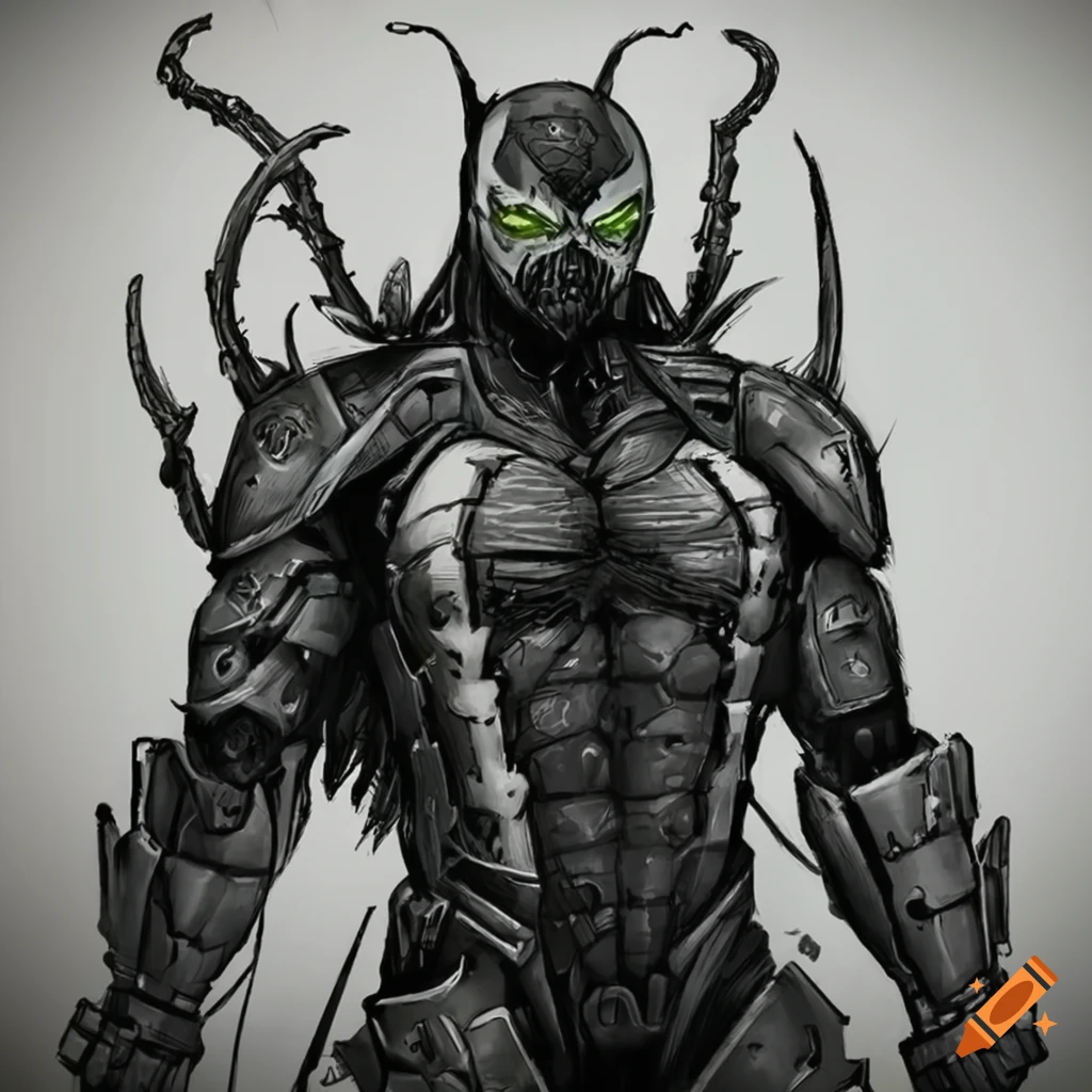 Image of a female cyborg superhero in black steel armor on Craiyon