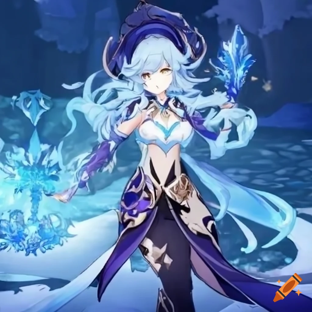 Genshin impact ice magic on Craiyon