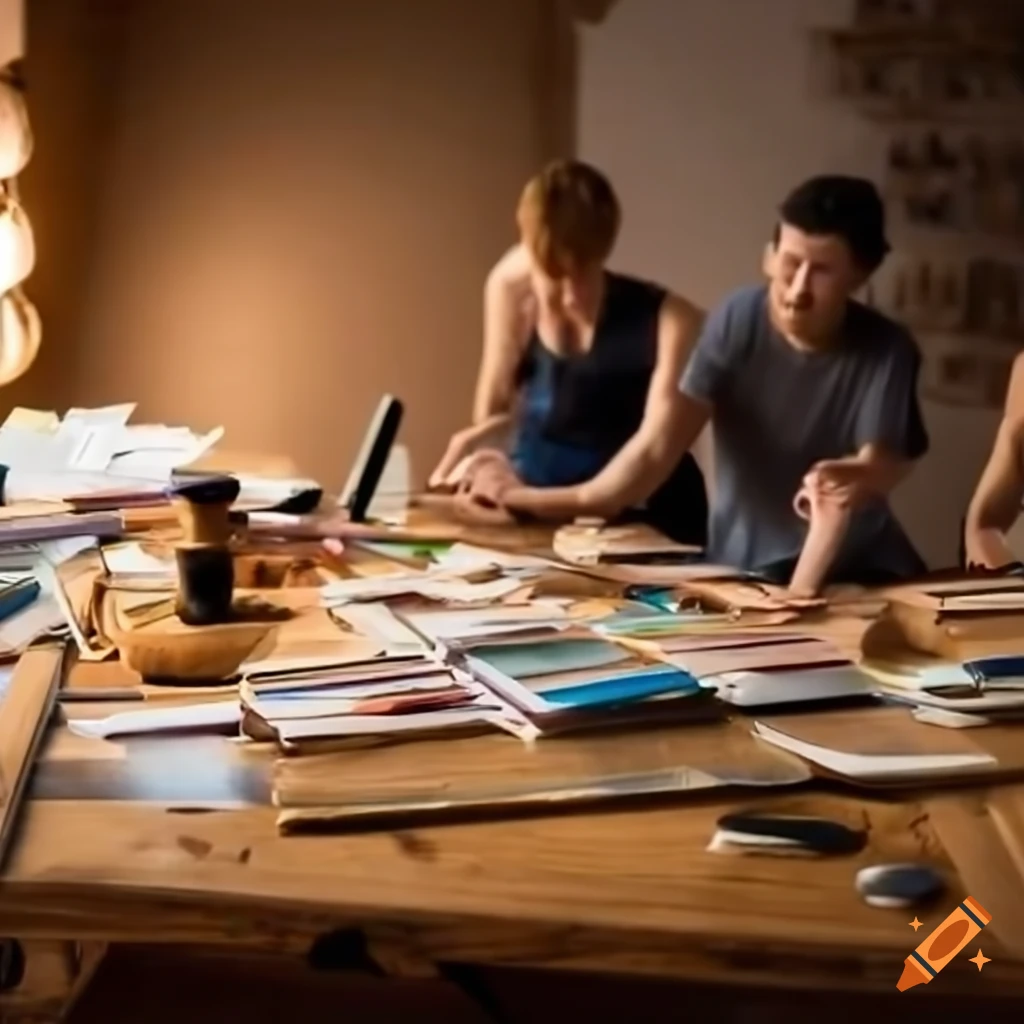 Design workshop with books on the table on Craiyon