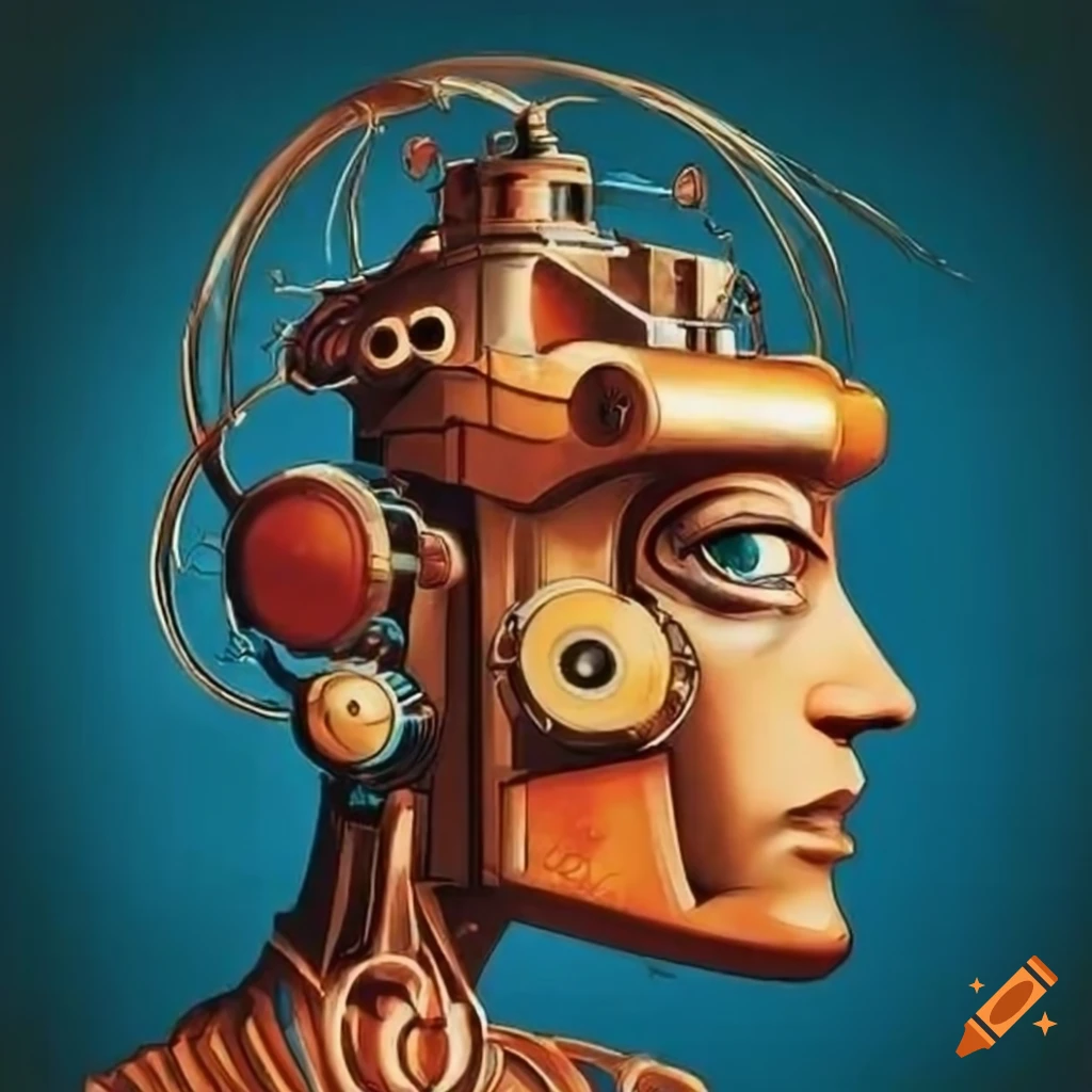 Art nouveau theater poster of a robot on Craiyon