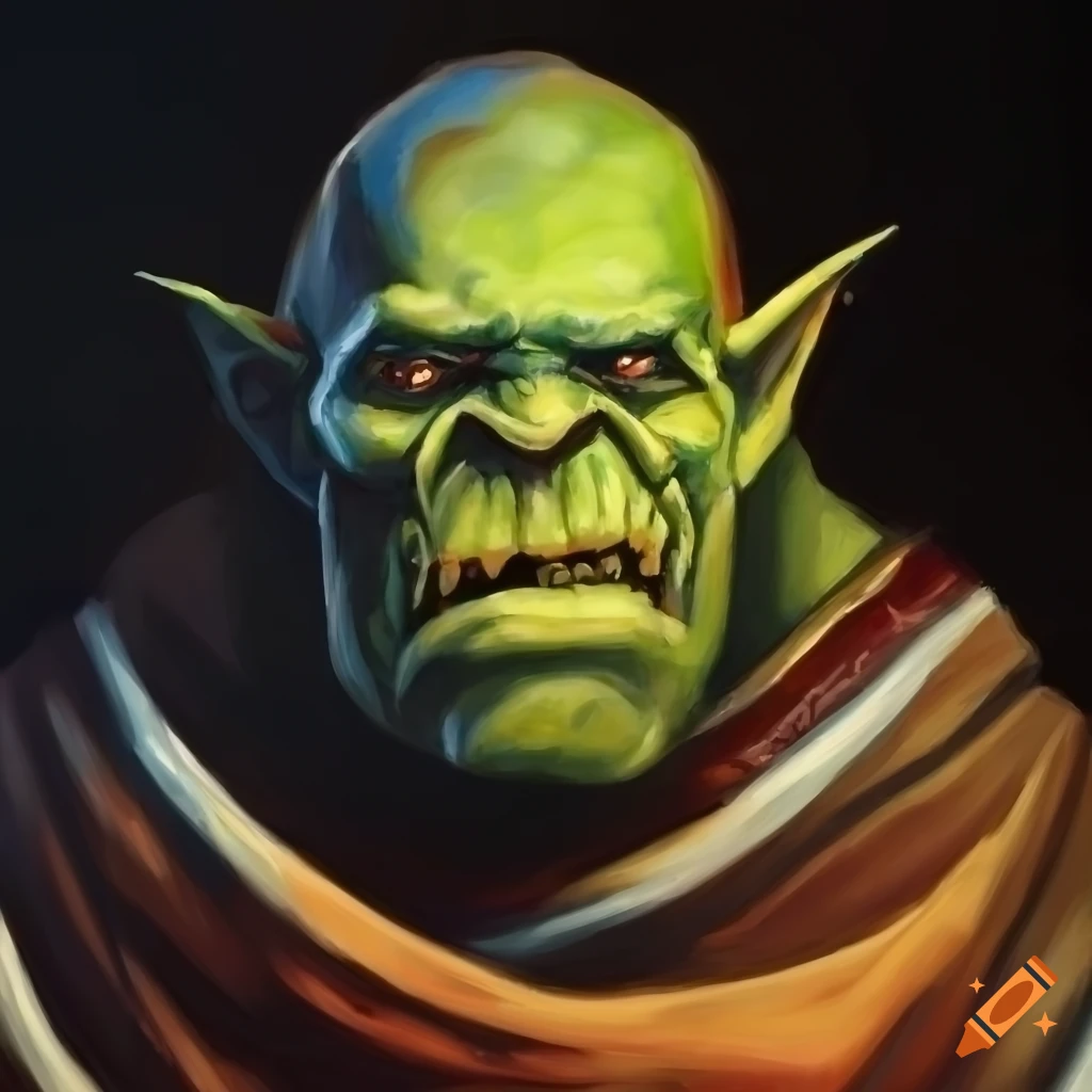 Symmetrical painting of an orc portrait on Craiyon