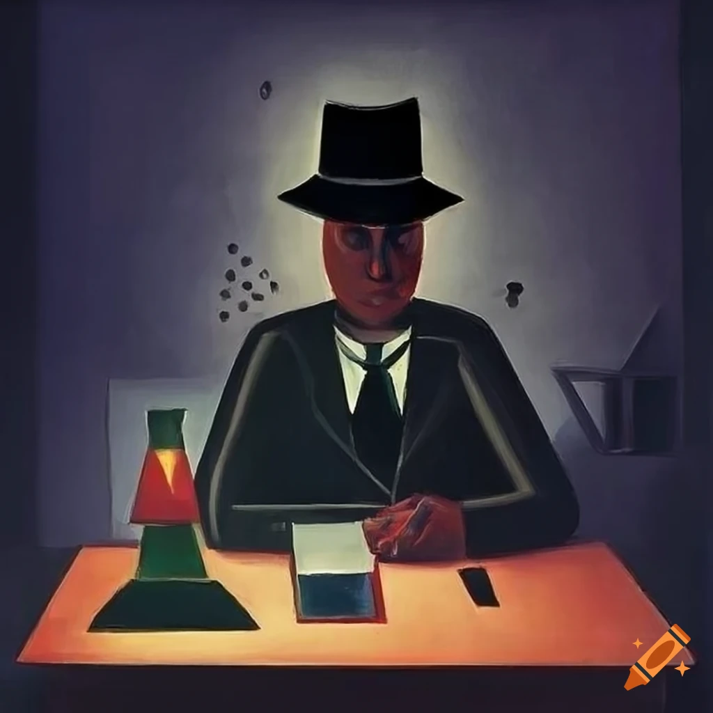 Cubist artwork of a detective in his office on Craiyon