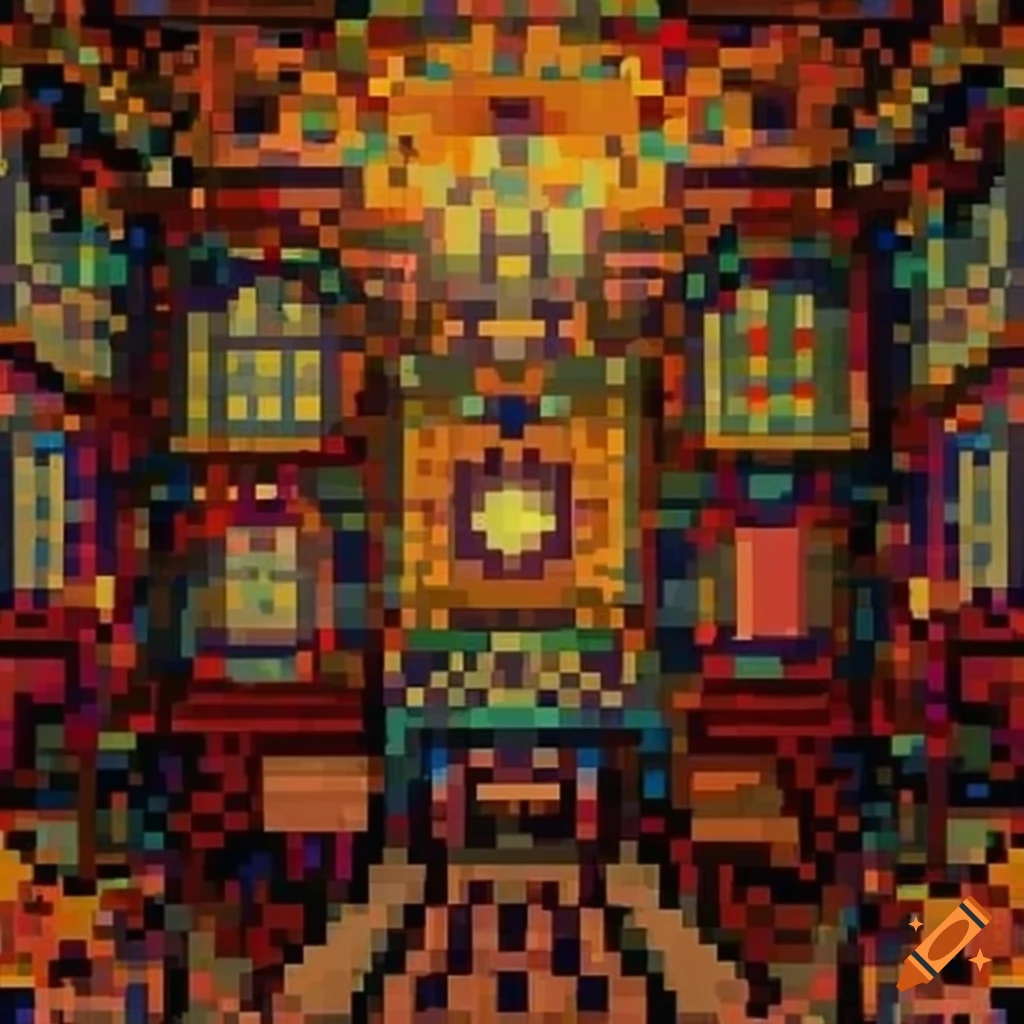 Detailed pixel art of a victorian interior