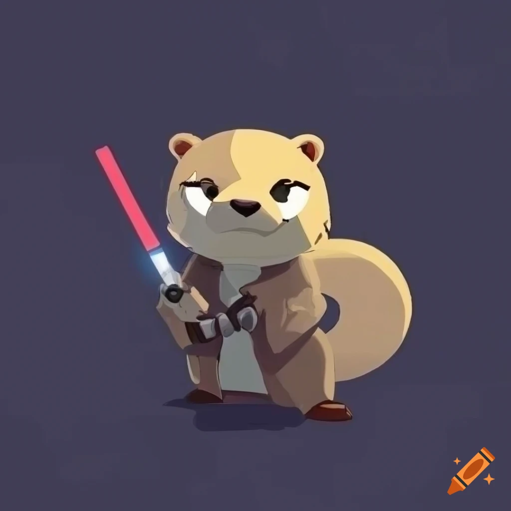 Illustration of a cute Jedi otter on Tatooine on Craiyon