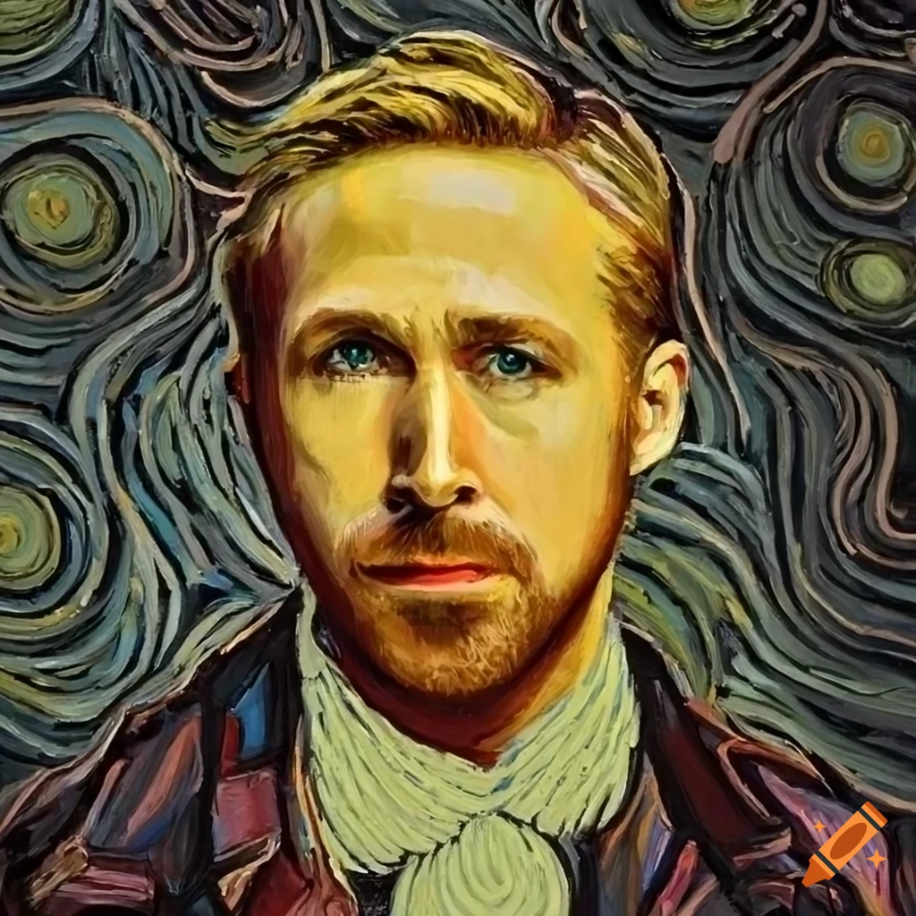 Painting of ryan gosling in van gogh style on Craiyon