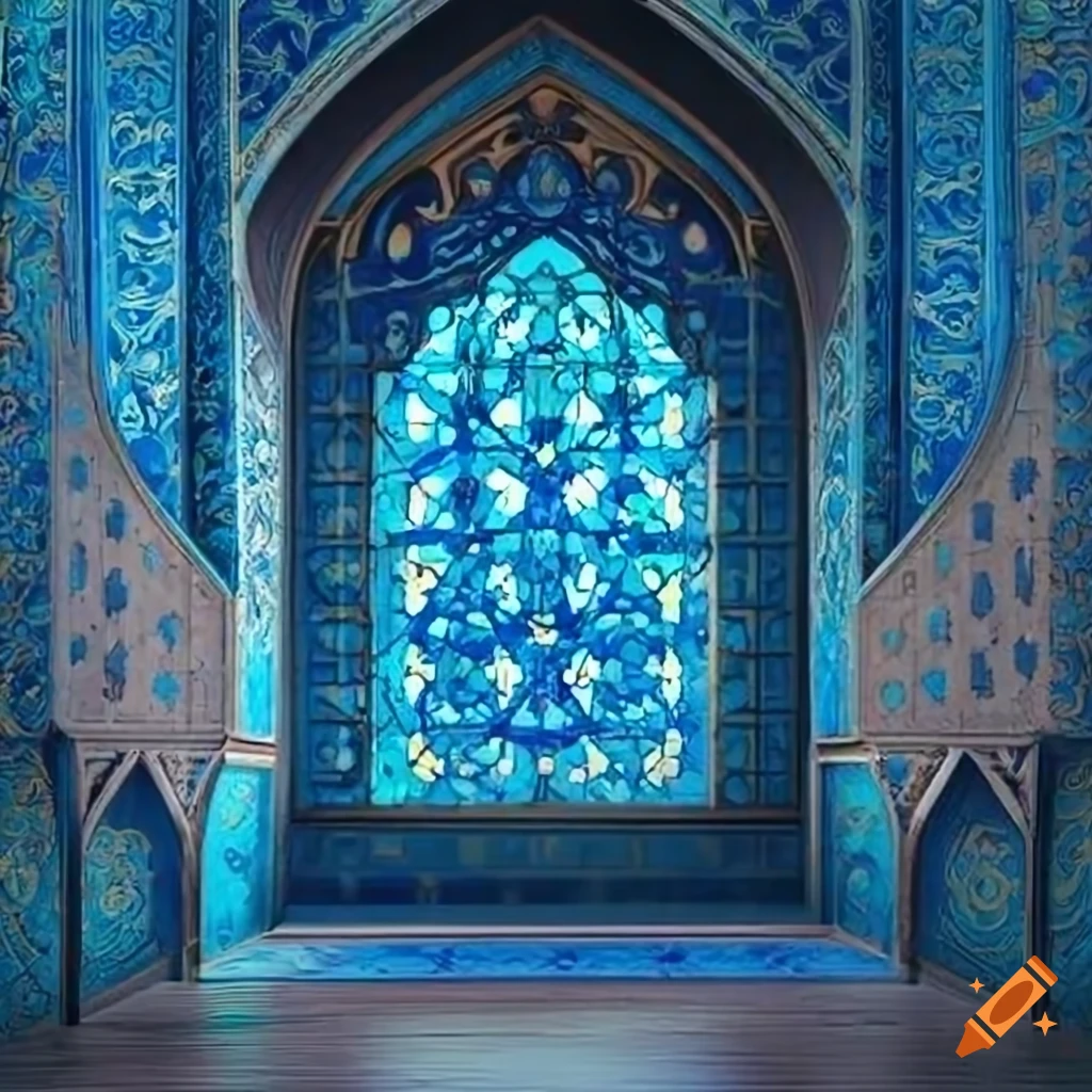 Blue islamic artful window on Craiyon