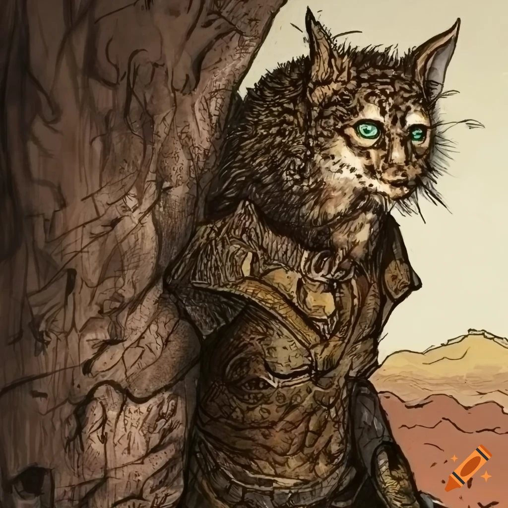 Illustration of a khajiit character by q hayashida on Craiyon