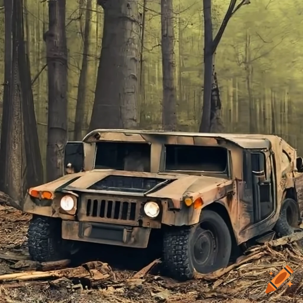 Damaged hmmwv in the forest