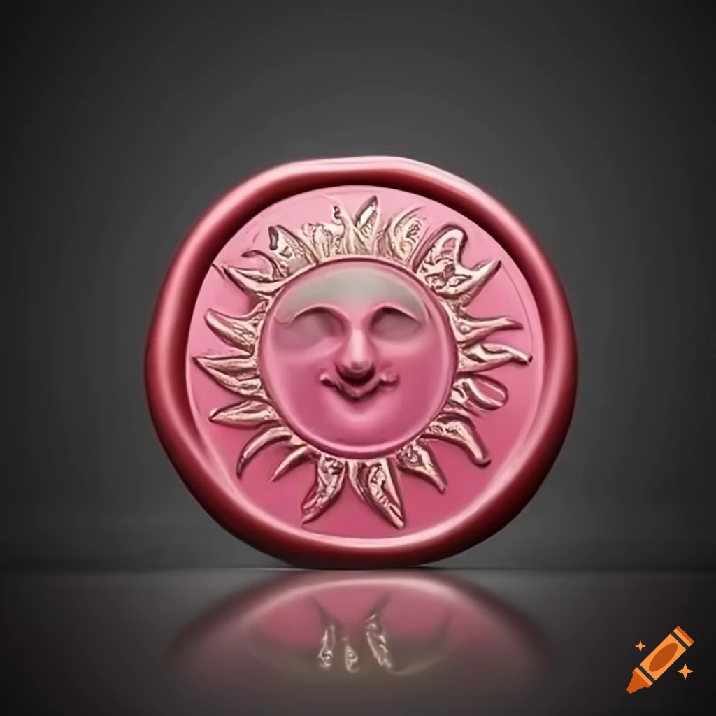 Wax seal with golden sun and silver crescent moon on Craiyon