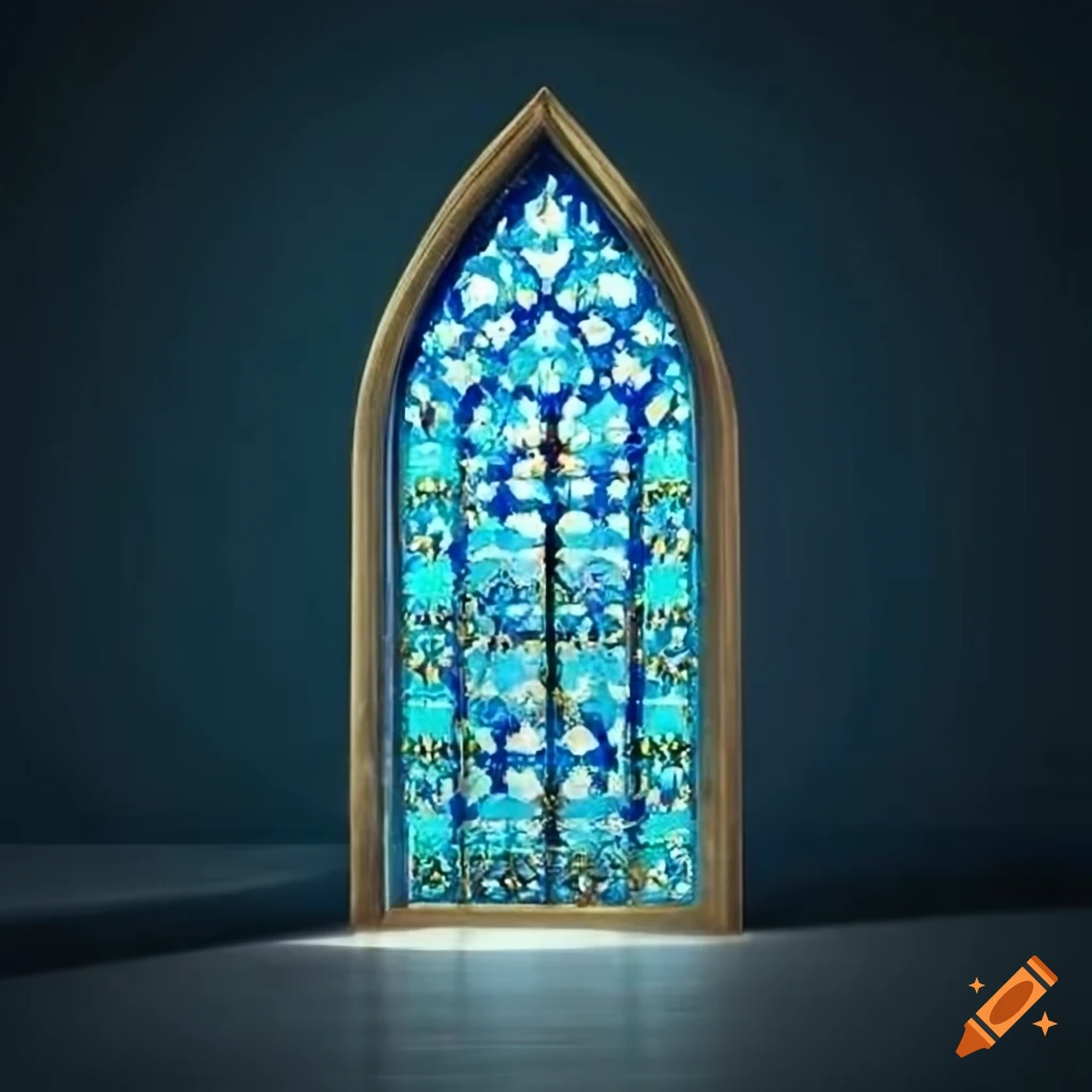 Blue islamic window design in high resolution