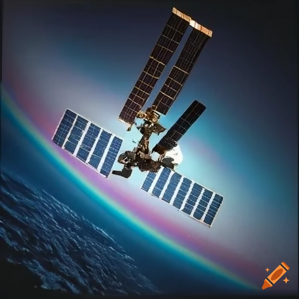 International Space Station transmitting slow-scan TV image on Craiyon