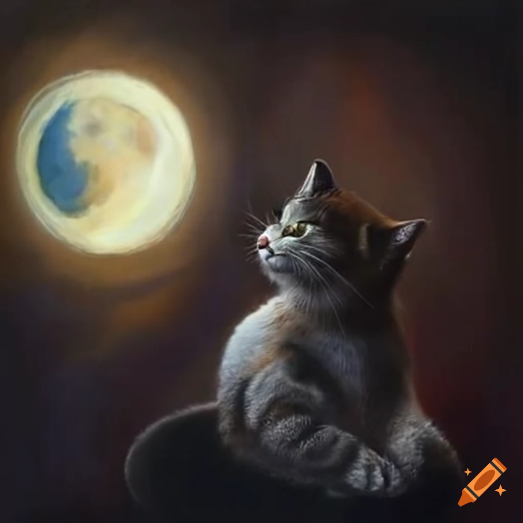 Raccoon and cat on the moon gazing at earth on Craiyon