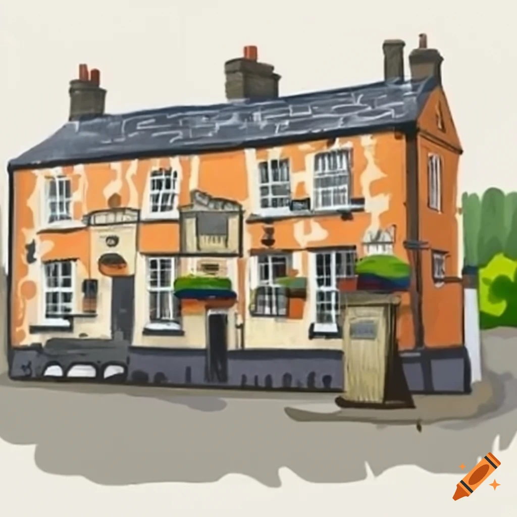 Landscape view of a traditional english pub on Craiyon