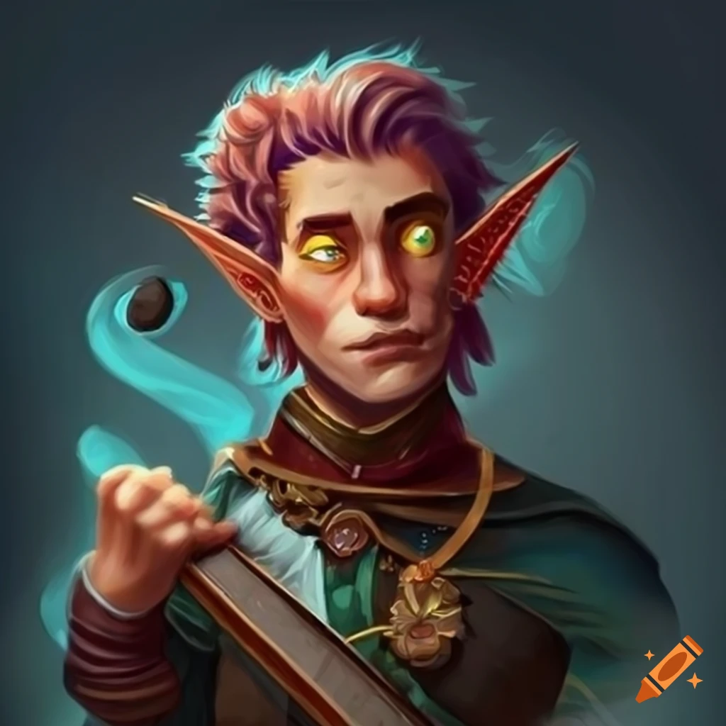 The fonz as a young d&d elf smoking and striking a pose on Craiyon