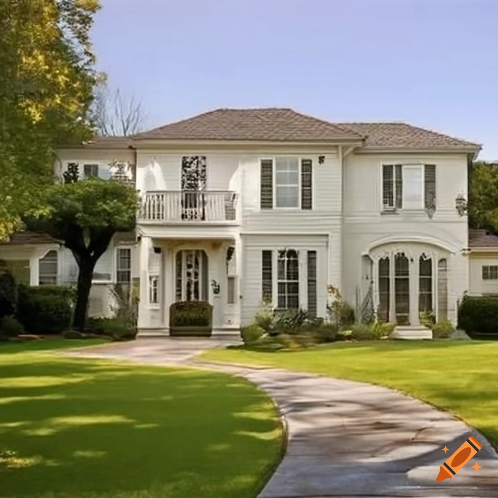 Beautiful 2000s neo-colonial home with pastel flowers