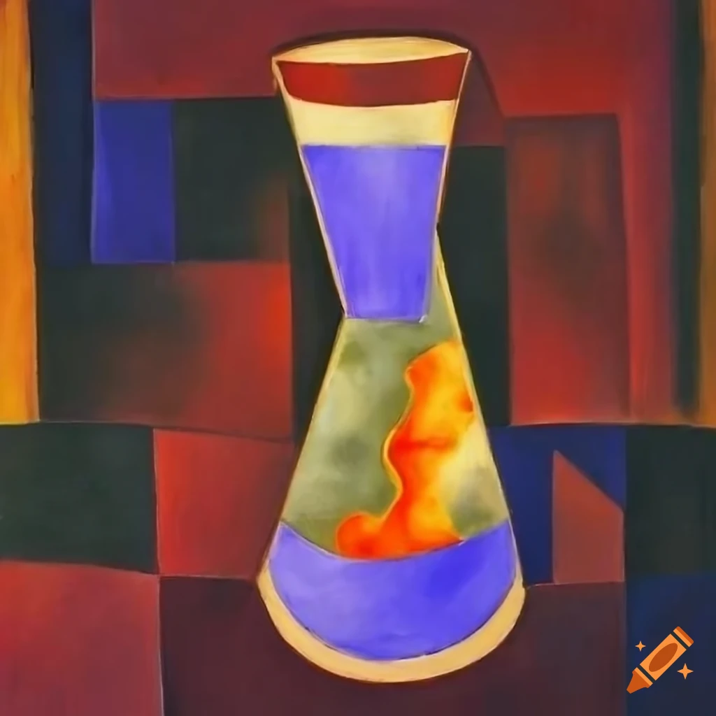 Cubist artwork of a lava lamp by juan gris