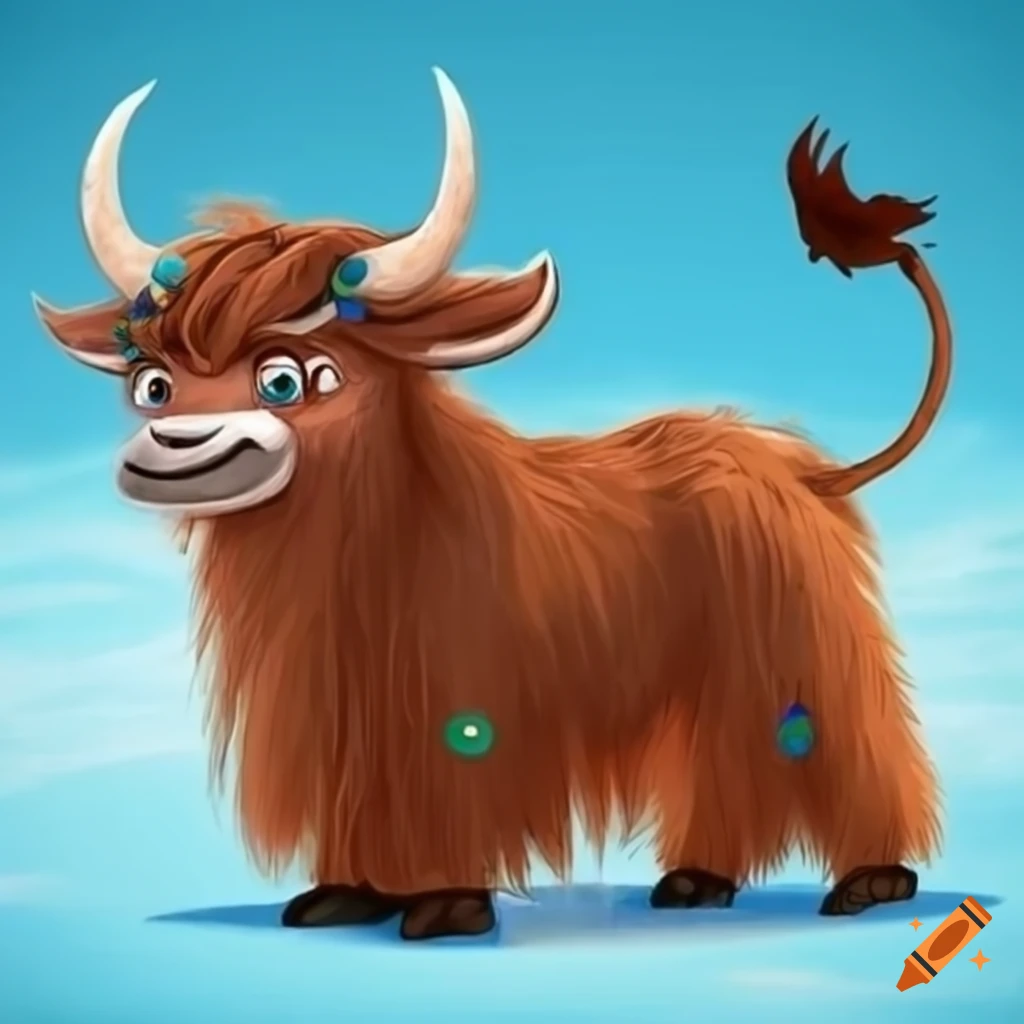 Cute yak character illustration for children's storybook on Craiyon