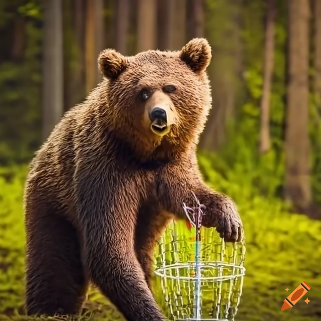 Bear playing disc golf on Craiyon