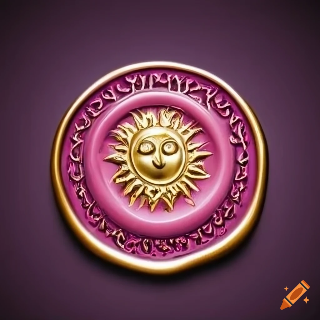 Wax seal with gold sun and silver moon on Craiyon