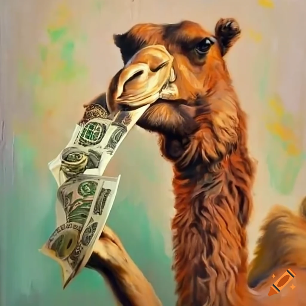 Camel eating money on Craiyon