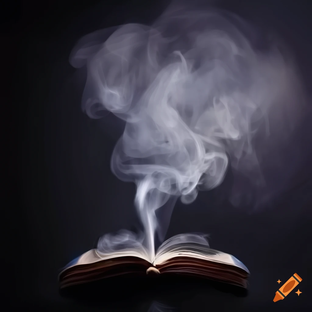 Mysterious study filled with books and black smoke on Craiyon