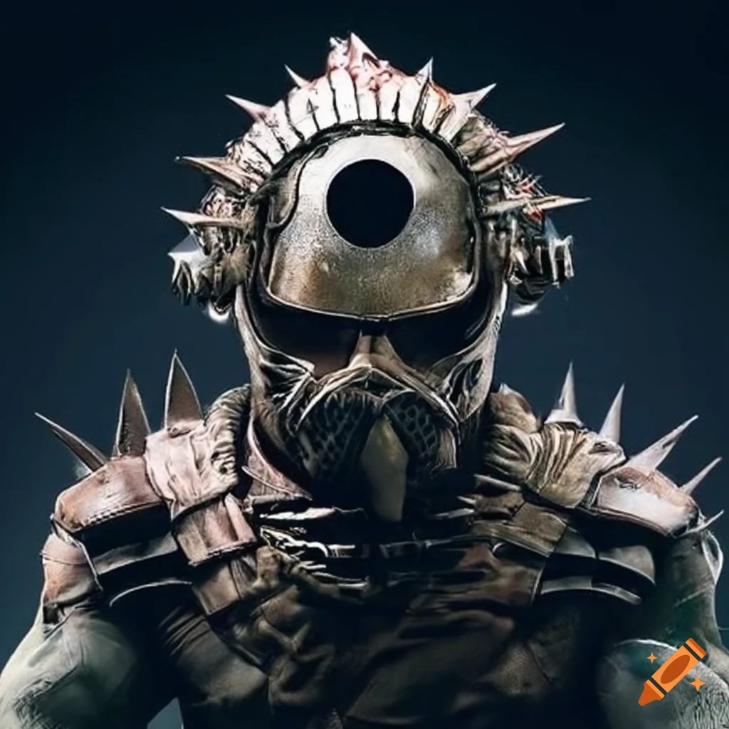 Masked football player with spiked pads on Craiyon