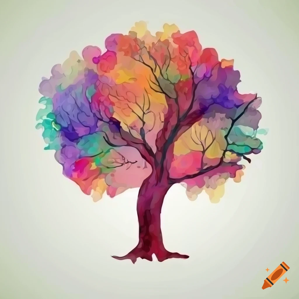 Colorful vector illustration of a tree of life on Craiyon