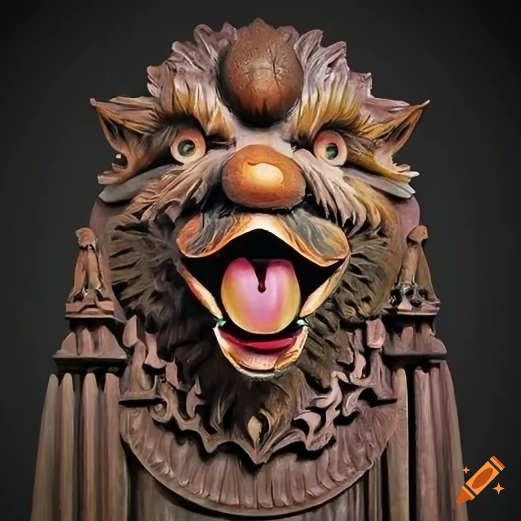 Detailed muppet werewolf carving artwork