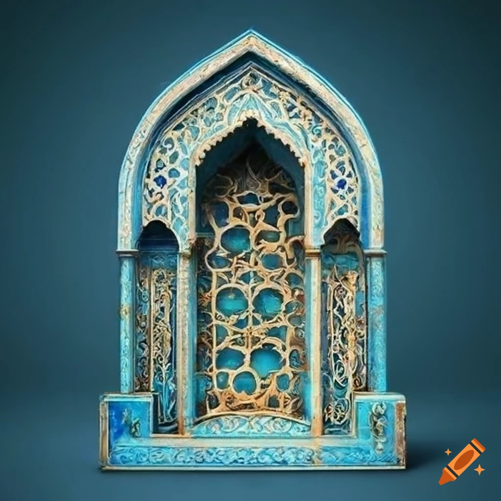 Blue-colored window in a garden palace