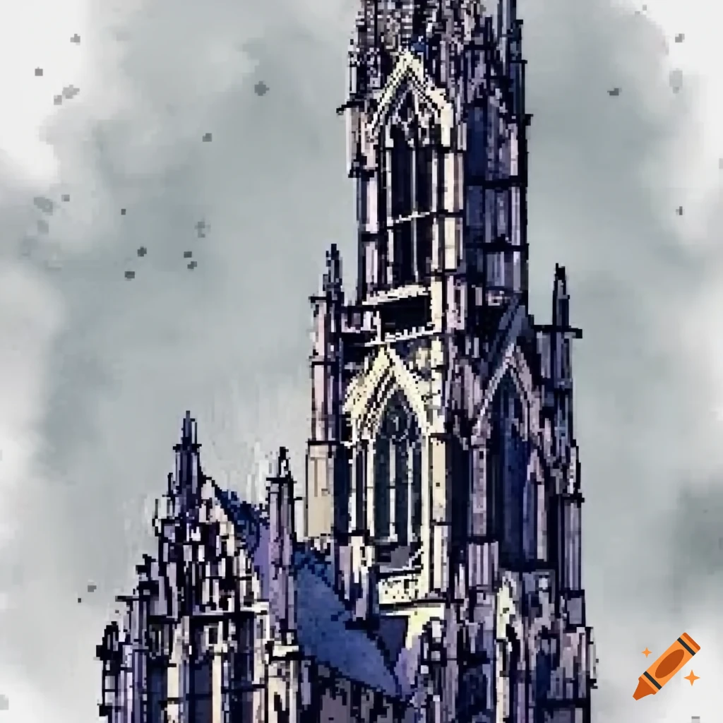 Pixel art of gothic architecture