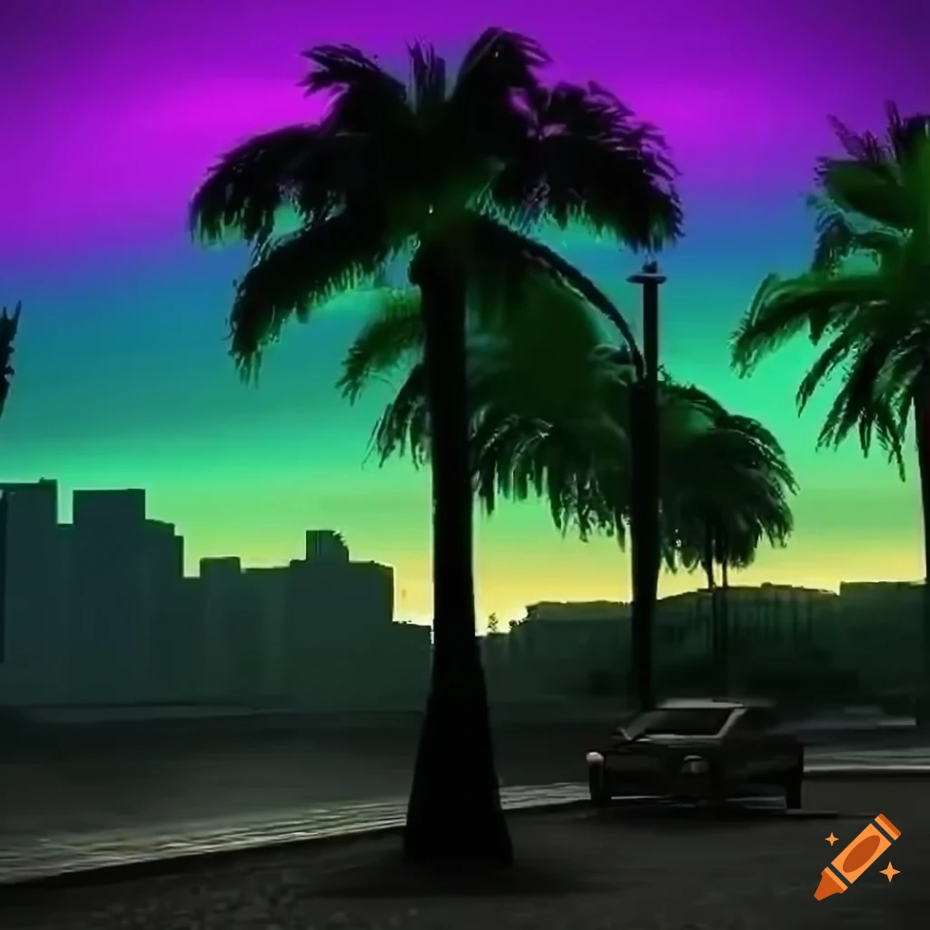 Sunset view in vice city grand theft auto