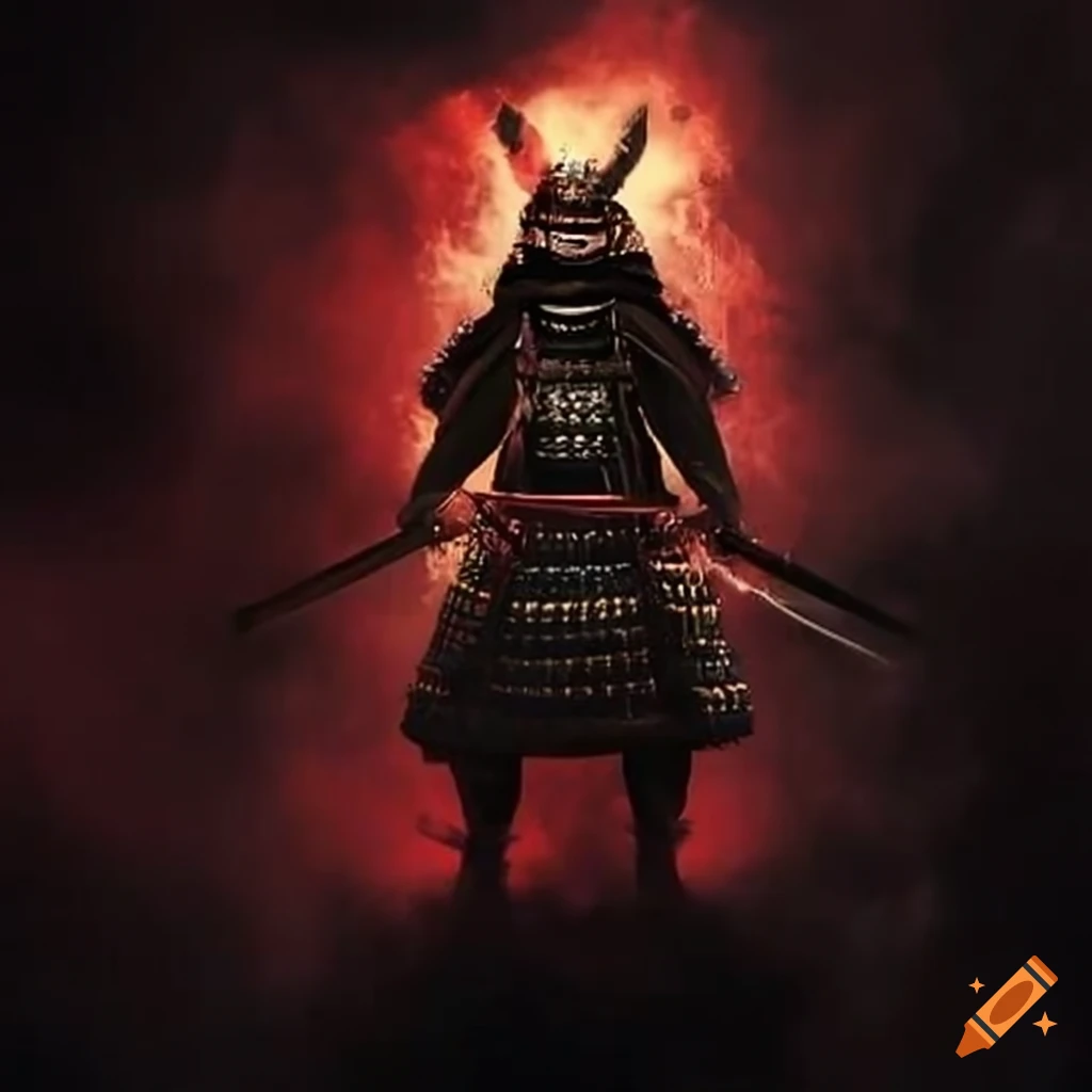 Image of a mysterious samurai surrounded by swirling smoke on Craiyon