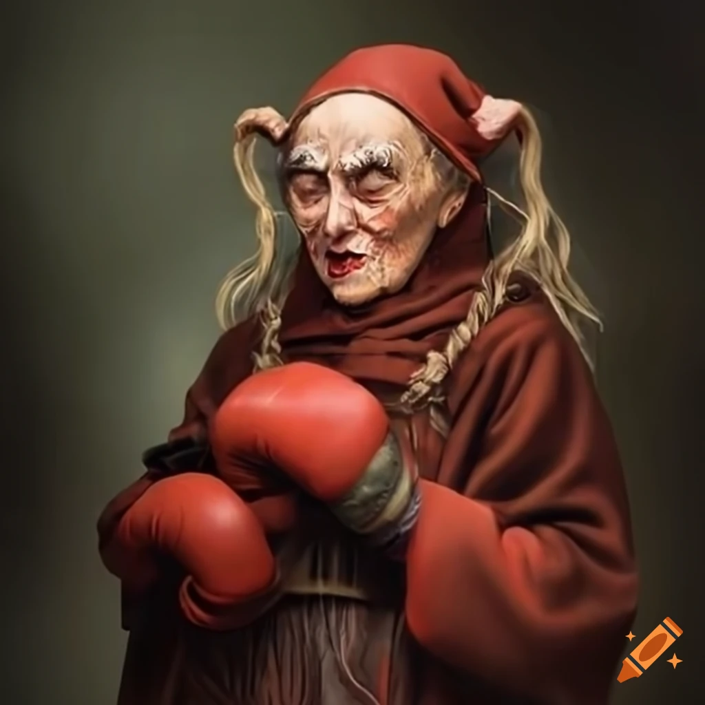 Illustration of a boxing witch on Craiyon