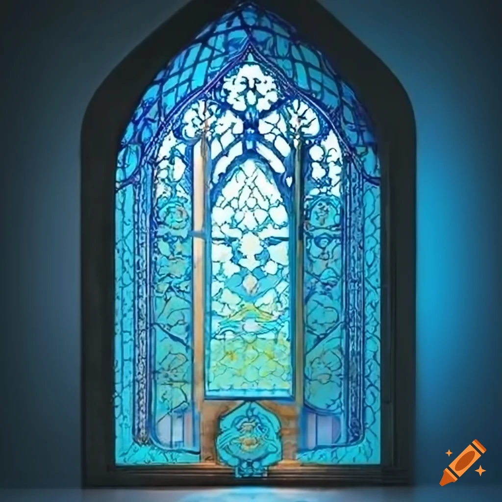 Blue islamic artful window design