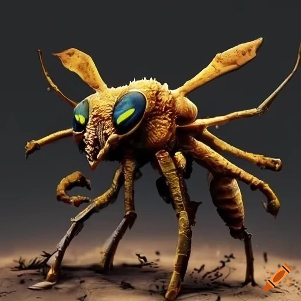 Image of a post-apocalyptic mutant wasp on Craiyon