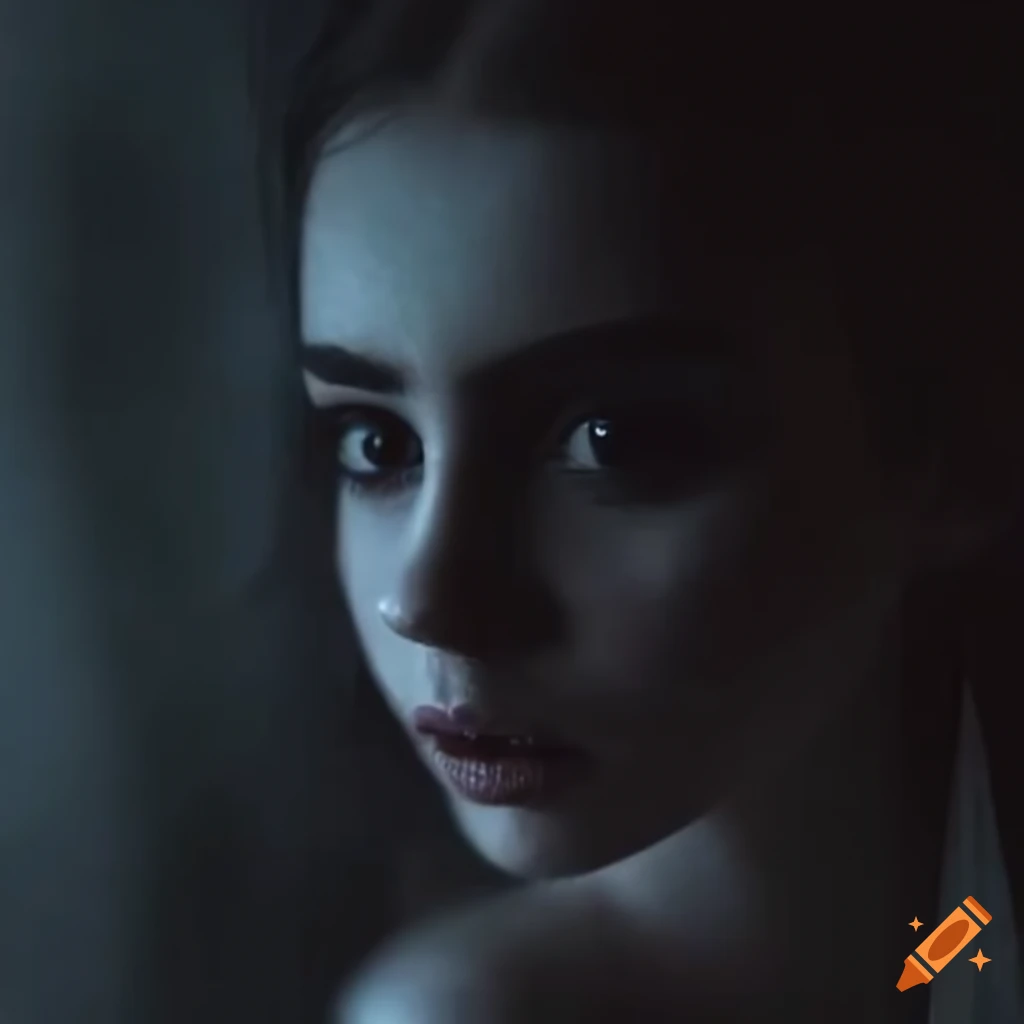 Haunting image of a ghost in a dark room