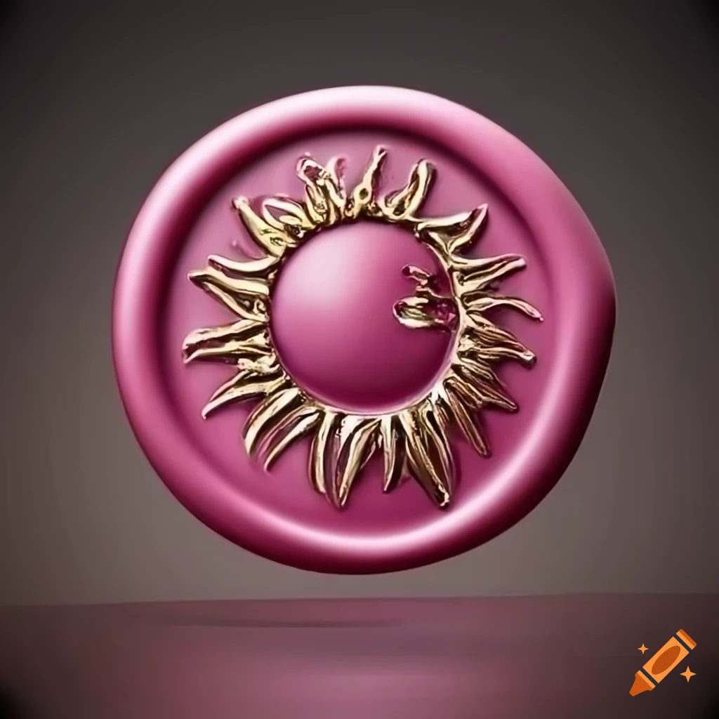 Symmetrical gold sun and silver crescent moon wax seal on Craiyon