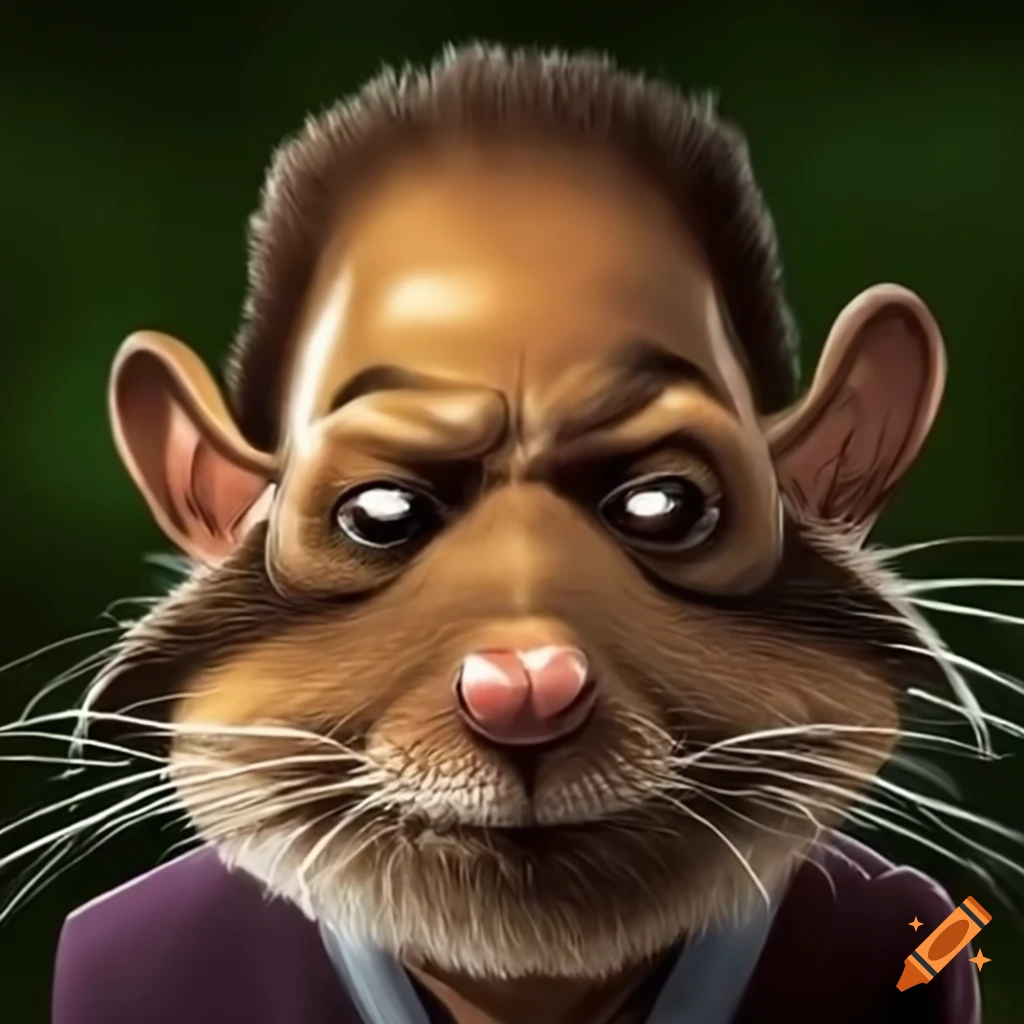 Caricature of a swamp rat resembling Vivek Ramaswamy on Craiyon