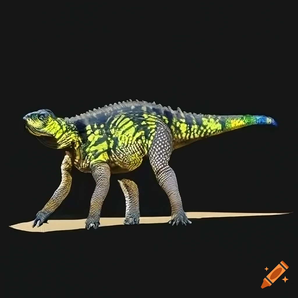 Colorful Iguanodon dinosaur in warm morning light on Craiyon