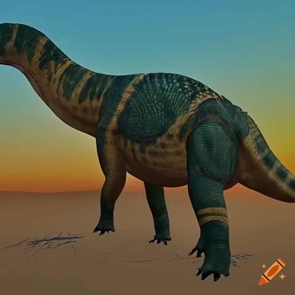 Detailed depiction of an Iguanodon dinosaur on Craiyon